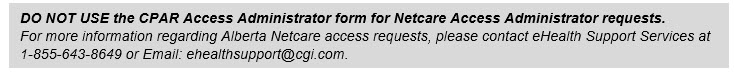 Central Patient Attachment Registry (CPAR) Access Administrator ...